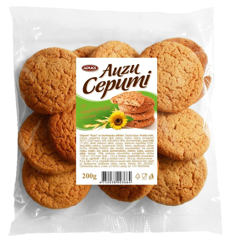Cepumi „Auzu” ar saulespuķu sēklām 200 g - Adugs